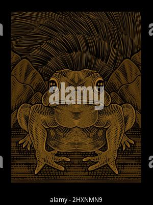 illustration vintage frog with engraving style Stock Vector Image & Art ...