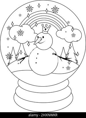 Snow globe with snowman vector coloring page Stock Vector Image & Art ...