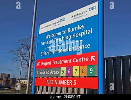Sign at main entrance to Burnley General Hospital Stock Photo - Alamy