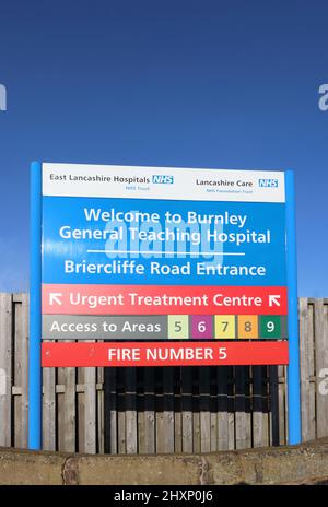 Sign at main entrance to Burnley General Hospital Stock Photo - Alamy