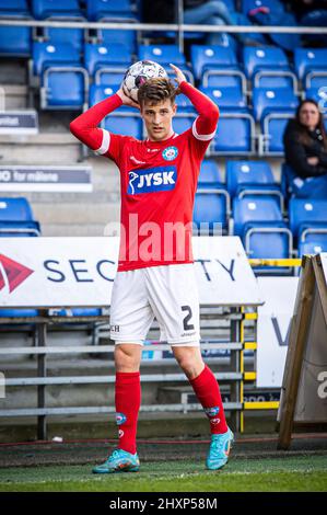 Randers, Denmark. 13th Mar, 2022. Lukas Engel (29) of Silkeborg IF seen ...