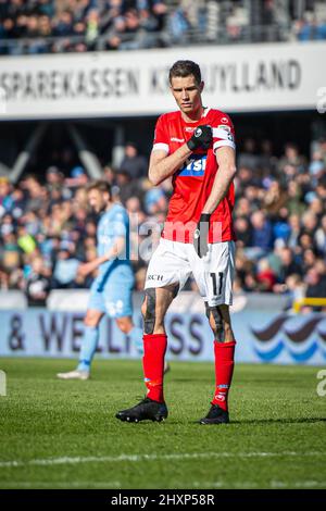 Randers, Denmark. 13th Mar, 2022. Lukas Engel (29) of Silkeborg IF seen ...
