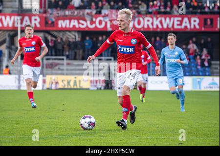 Randers, Denmark. 13th Mar, 2022. Lukas Engel (29) of Silkeborg IF seen ...