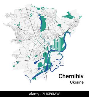 Chernihiv City (Ukraine) map vector illustration, scribble sketch City ...