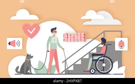 Wheelchair ramp isolated cartoon vector illustration. Inclusive school ...