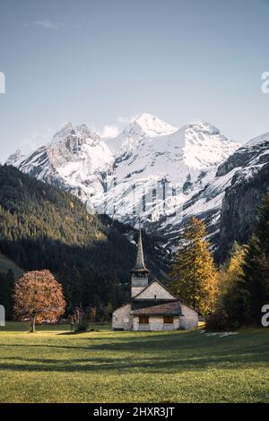 Kandersteg Mountain Chapel in Switzerland, Europe. Vintage Kandersteg ...