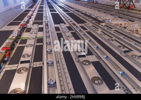 A floor rails in the cargo area of a Boeing 747-8F Stock Photo - Alamy