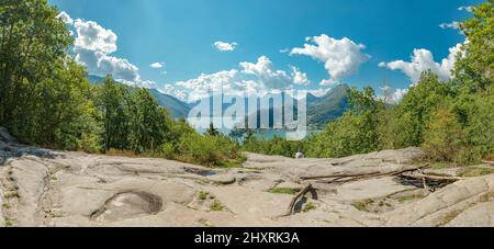 Viewpoint of the Roc de Chère National Nature Reserve over lake Annecy ...
