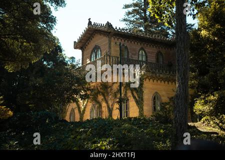 A vertical shot of the Chalet of the Countess of Edla in Sintra ...