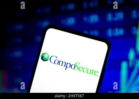 In this photo illustration, the CompoSecure logo is displayed on a ...