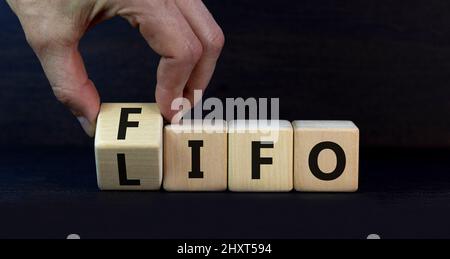 FIFO first in first out symbol. Concept words FIFO first in first out ...