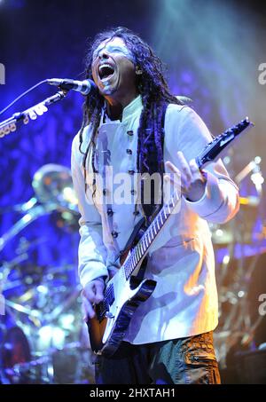 James "Munky" Shaffer of Korn performs at BMO Harris Bank Center on ...
