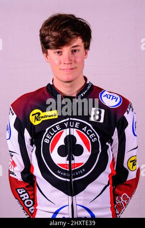 MANCHESTER, UK. MAR 14TH Connor Bailey - Belle Vue 'ATPI' Aces during ...