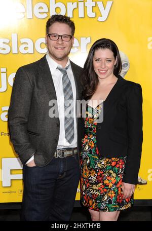 Seth Rogan and Lauren Miller attending the "Paul" American premiere ...