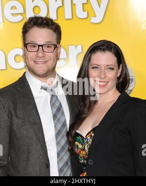 Seth Rogan and Lauren Miller attending the "Paul" American premiere ...