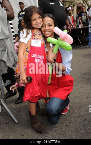 Zoe Saldana and her niece Kayla Cleary at the LA Mission Easter for the ...