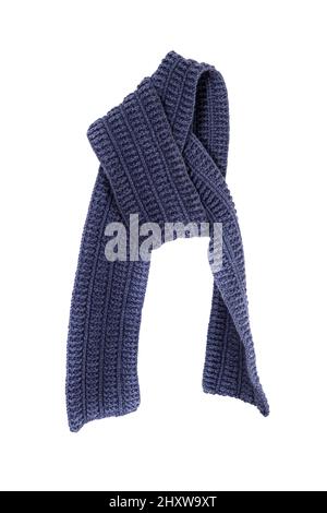 beautifully folded blue wool scarf isolated on white background. High ...