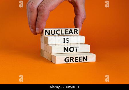 Nuclear is not green symbol. Concept words Nuclear is not green on ...