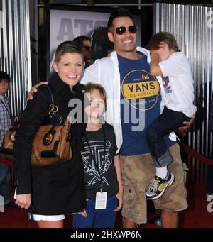 Adrian Pasdar & Jackson attending the premiere of Monsters University ...