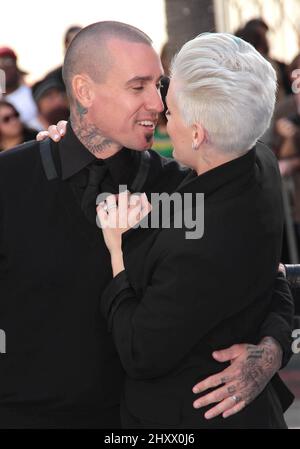 Carey Hart, Pink during the 'Happy Feet Two' World Premiere, held at ...