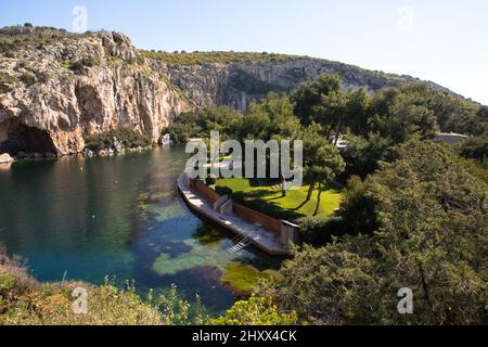 Vouliagmeni Thermal Radonic Mineral Water Lake near Athen Greece Stock ...
