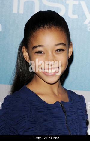 Amandla Stenberg arriving at the 2012 "WB/Instyle" Post Golden Globe ...