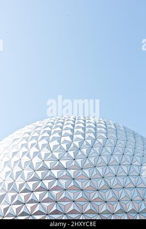 Beautiful view of Epcot geodesic dome on a bright sky background in ...