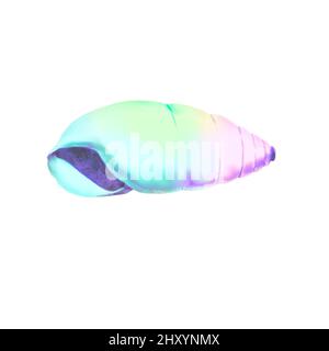 watercolor illustration of rainbow-colored shell. Bright seashells ...