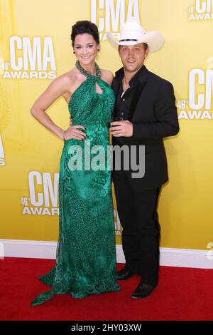 Justin Moore,Kate Moore attending the press room at the 46th Annual ...