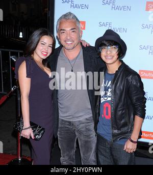 Cesar Millan and son Calvin Millan attending the premiere of "Safe Have ...