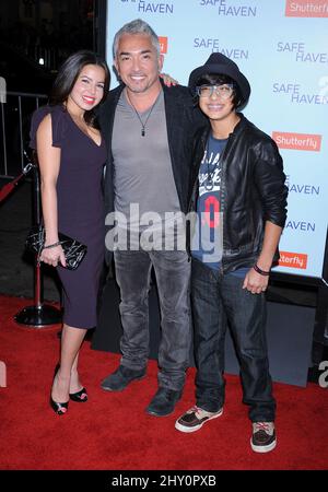 Cesar Millan and son Calvin Millan attending the premiere of "Safe Have ...