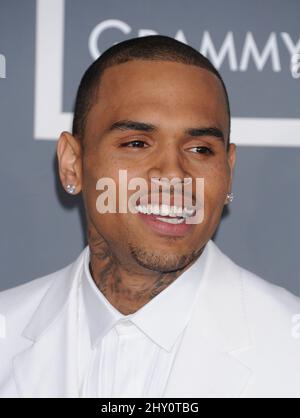 Chris Brown arriving for The 55th Annual Grammy Awards held at Staples ...