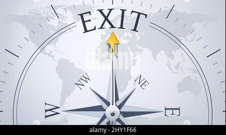 3D illustration of a compass directing to exit strategy Stock Photo - Alamy