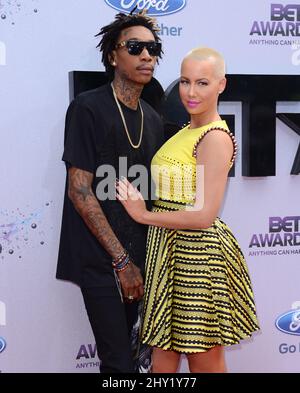 Wiz Khalifa, Amber Rose attends the 2013 BET Awards at the Nokia Plaza ...