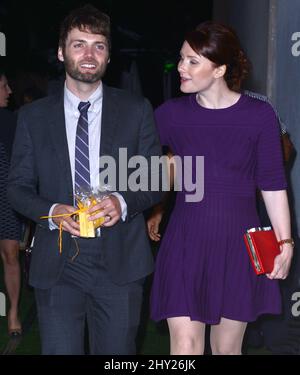 Bryce Dallas Howard and Seth Gabel attending the ceremony honouring Ron Howard with his 2nd star ...