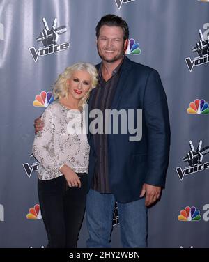 Christina Aguilera & Blake Shelton attends the The Voice Season 5 Top ...