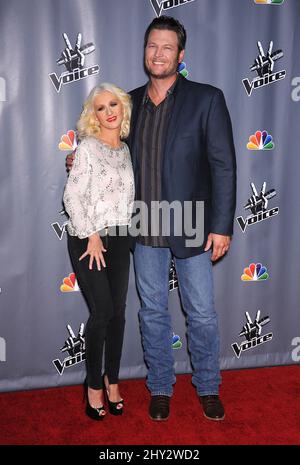 Christina Aguilera & Blake Shelton attends the The Voice Season 5 Top ...