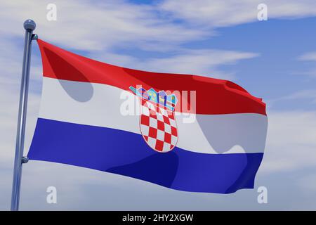 Croatia 3D waving flag illustration on winner podium with three rank ...