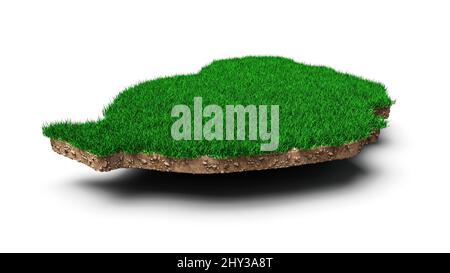 3D render of the Mauritius geological map with green grass and rock ...