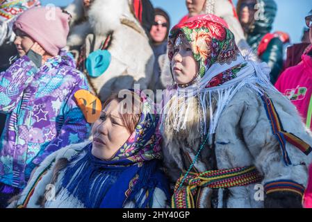 Samoyed woman in traditional clothes. The Nenets also known as Samoyed ...