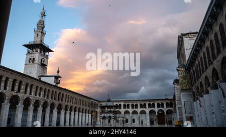 Omawi Mosque in the old district of city of Syria, Damascus Stock Photo ...