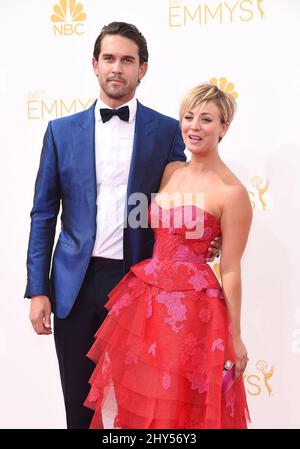 Ryan Sweeting and Kaley Cuoco arriving at the EMMY Awards 2014, Nokia ...