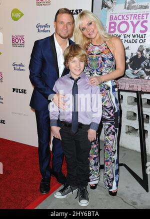 Brian Littrell, Leighanne Littrell attending the premiere of ...