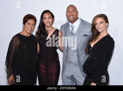 Simone Johnson, Dwayne Johnson and Ata Johnson attending the "San ...