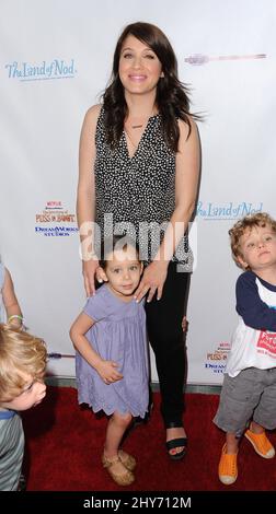 Marla Sokoloff, daughter Olive Mae Puro attending the Milk+Bookies ...