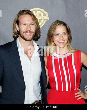 Luke Bracey and Teresa Palmer attending the Warner Bros. CinemaCon 2015 ...