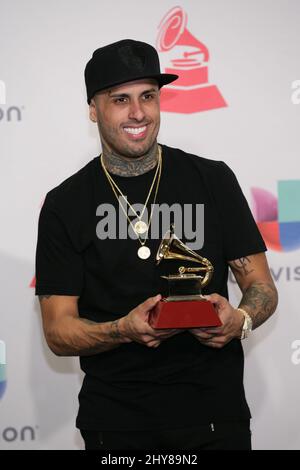 Nicky Jam poses in the pressroom at One Voice: Somos Live! A Concert ...