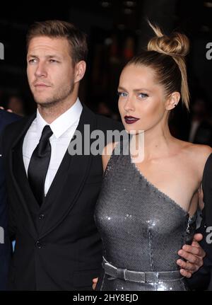 Luke Bracey and Teresa Palmer attending the Warner Bros. CinemaCon 2015 ...