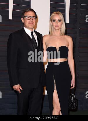 Jennifer Lawrence, David O. Russell arrives at the Vanity Fair Oscar ...