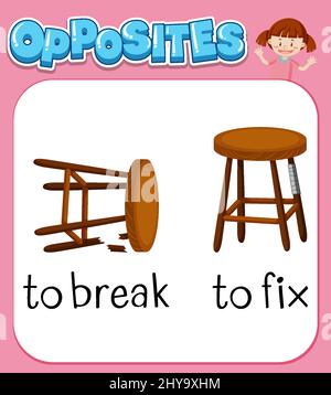 Opposite words with brave and afraid illustration Stock Vector Image ...